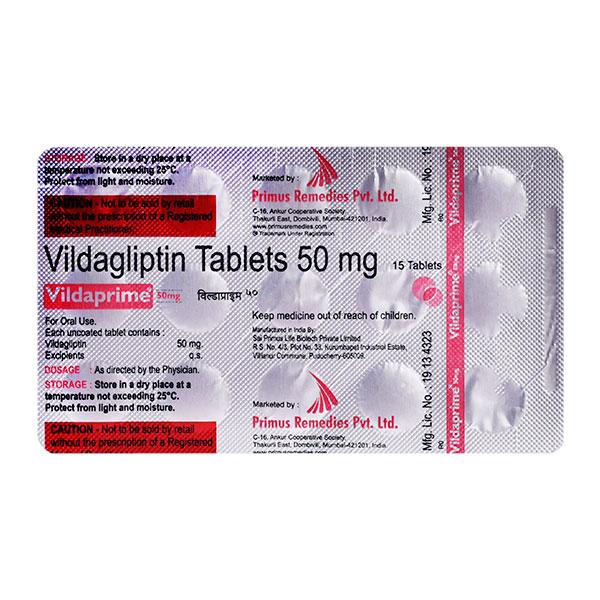 VILDAPRIME 50mg Tablet 15's : Price, Uses, Side Effects | Netmeds