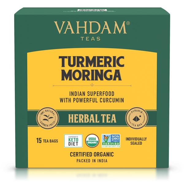 Vahdam Turmeric Moringa Herbal Tea Infusion Bags 15's