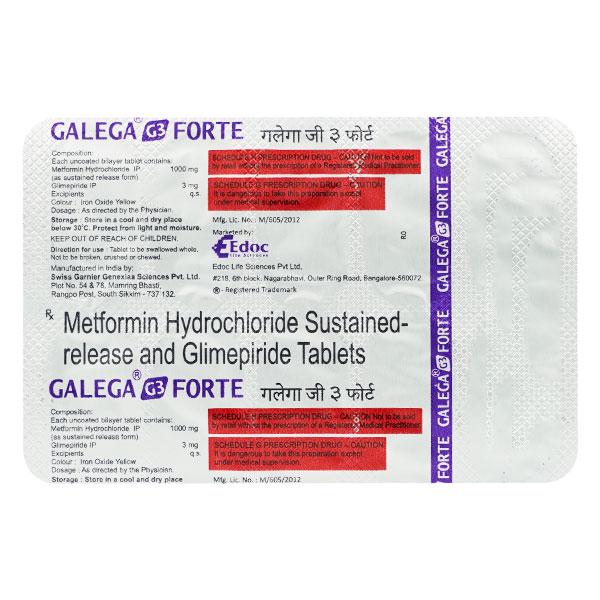 GALEGA G 3 FORTE Tablet 10's : Price, Uses, Side Effects | Netmeds