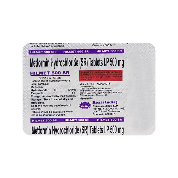 HILMET SR 500mg Tablet 10's : Price, Uses, Side Effects | Netmeds