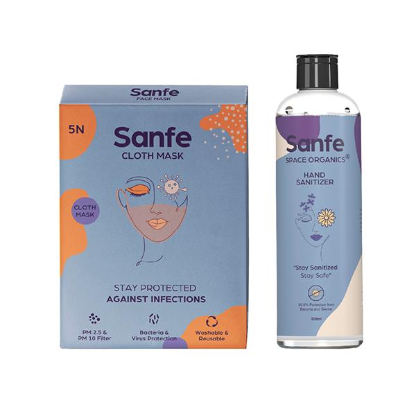 Sanfe Safety & Comfort Combo Pack (Sanfe Cloth Mask + Sanfe Space ...