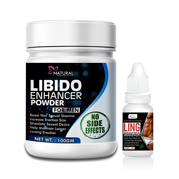 Natural Libido Enhancer Powder (For Men) 100 gm + Ling Booster Oil 15 ml