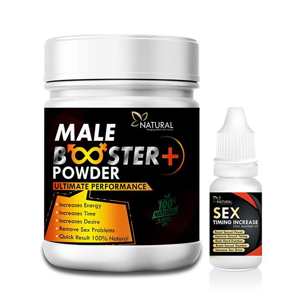Natural Male Booster+ Powder 100 gm + Sex Timing Increase Oil 15 ml