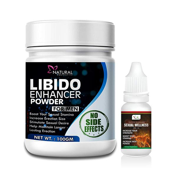 Natural Libido Enhancer Powder (For Men) 100 gm + Sexual Wellness Oil 15 ml