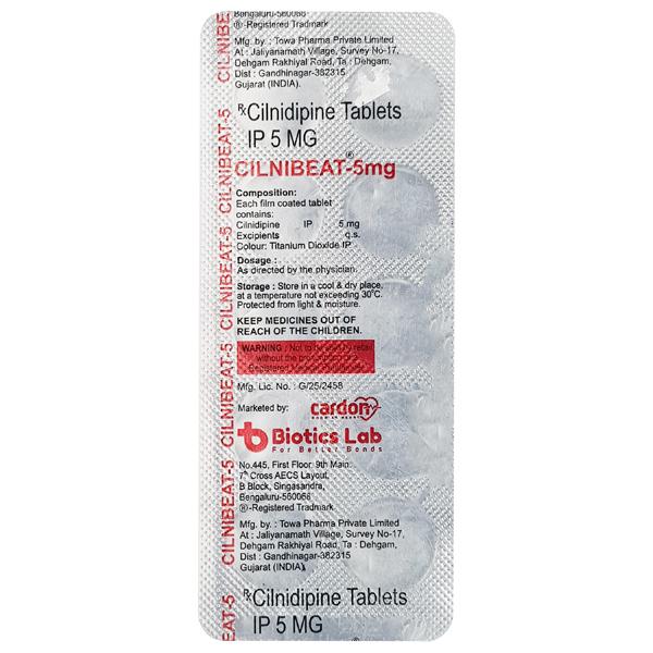 CILNIBEAT 5 Tablet 10's : Price, Uses, Side Effects | Netmeds