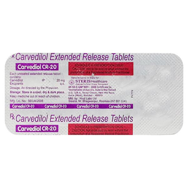 CARVEDIOL CR 20 Tablet 10's : Price, Uses, Side Effects | Netmeds