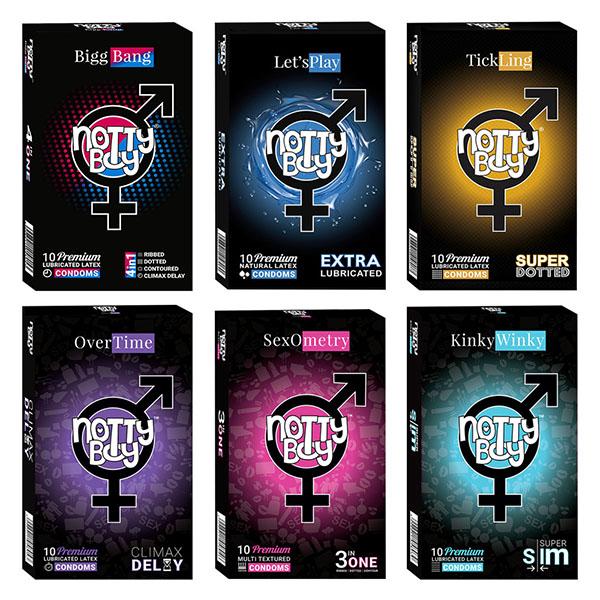 Buy NottyBoy Condoms Combo - BiggBang + Let'sPlay + TickLing + OverTime + SexOmetry + KinkyWinky ...