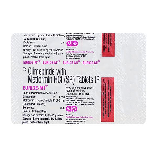 EURIDE M 1 Tablet 10's : Price, Uses, Side Effects | Netmeds