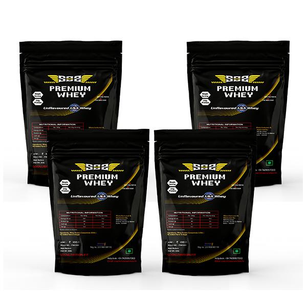 SOS Nutrition Premium Whey Protein Powder - Unflavoured (Pack of 4 x 30 ...