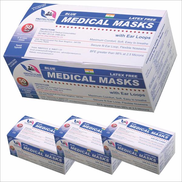 ProtectCare 3-ply Medical Face Mask - Blue (Pack of 4 x 50's)
