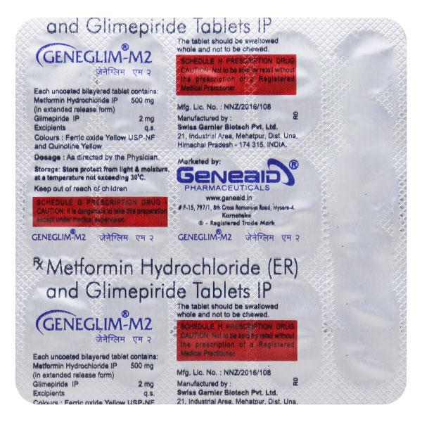 Buy GENEGLIM M2 Tablet 15's Online at Upto 25% OFF | Netmeds