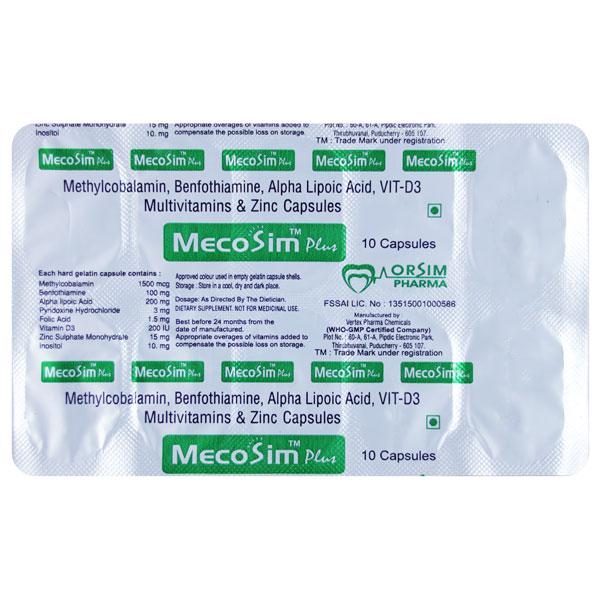 Buy MECOSIM PLUS Capsule 10's Online at Upto 25% OFF | Netmeds