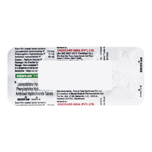 Buy ENCET AD Tablet 10's Online at Upto 25% OFF | Netmeds