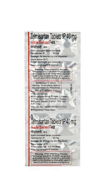 Safetelmi 40mg Tablet 10'S : Price, Uses, Side Effects | Netmeds