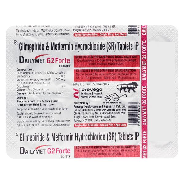 DAILYMET G2 FORTE Tablet 10's : Price, Uses, Side Effects | Netmeds