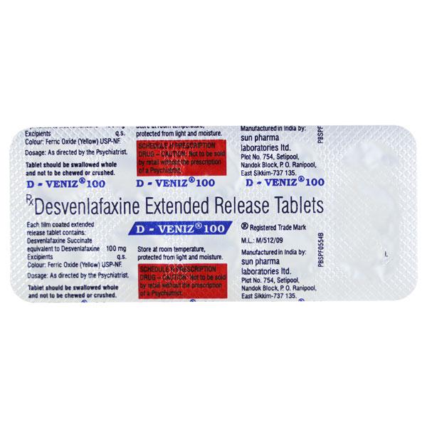 D Veniz 100mg Tablet 10'S : Price, Uses, Side Effects | Netmeds