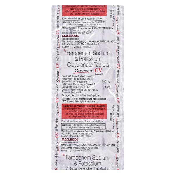 ORPENEM CV 200 Tablet 6's Price, Uses, Side effects, Substitutes | Netmeds