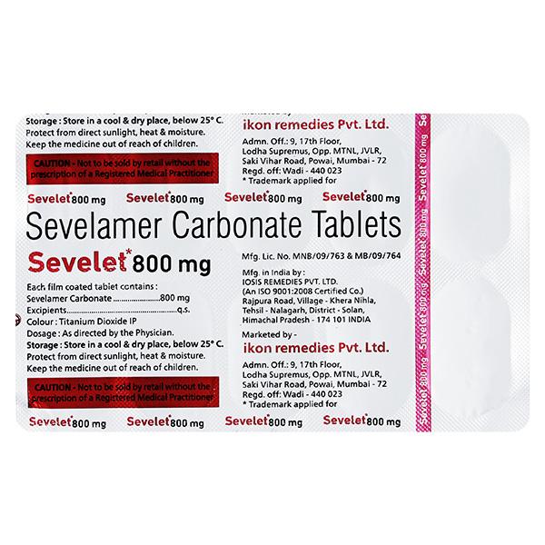 SEVELET 800 Tablet 10's Price, Uses, Side effects, Substitutes | Netmeds