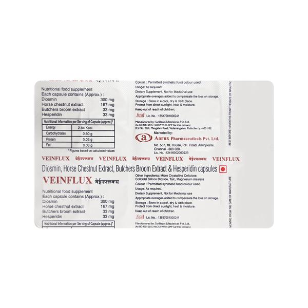 VEINFLUX Capsule 10's - Price, Uses, Side Effects | Netmeds