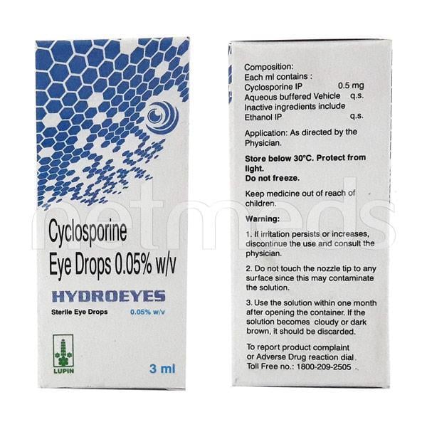 Hydroeyes 0.05% Eye Drops 3ml : Price, Uses, Side Effects | Netmeds
