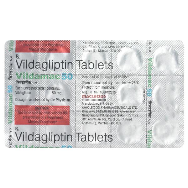 VILDAMAC 50mg Tablet 15's : Price, Uses, Side Effects | Netmeds