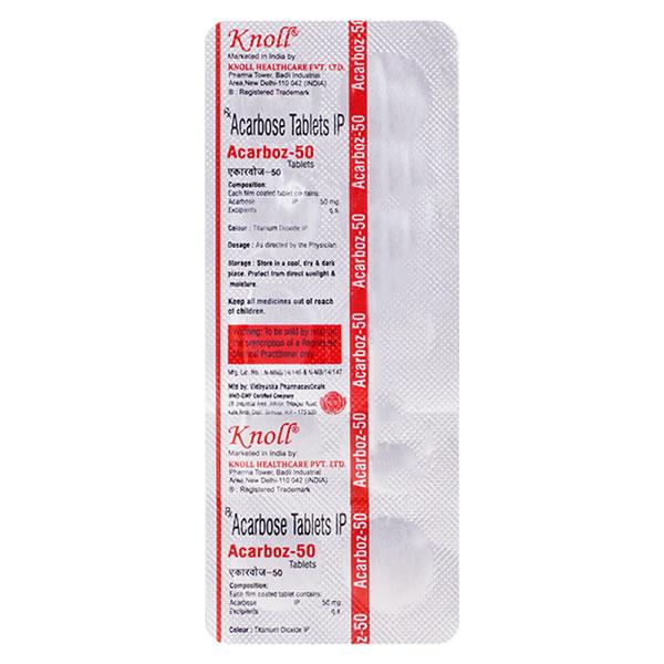 ACARBOZ 50 Tablet 10's : Price, Uses, Side Effects | Netmeds