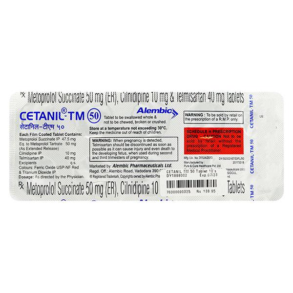 CETANIL TM 50 Tablet 10's : Price, Uses, Side Effects | Netmeds