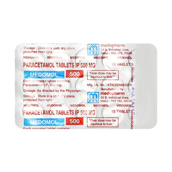 Medomol 500mg Tablet 15'S Price, Uses, Side effects, Substitutes | Netmeds