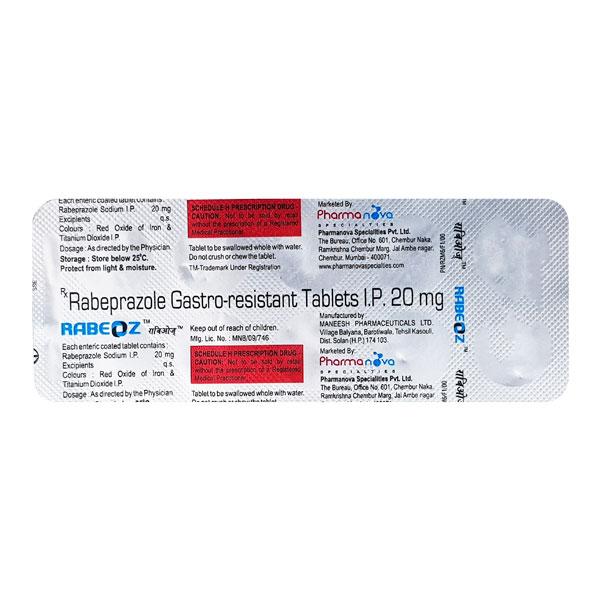 RABEOZ 20mg Tablet 10's Price, Uses, Side effects, Substitutes | Netmeds