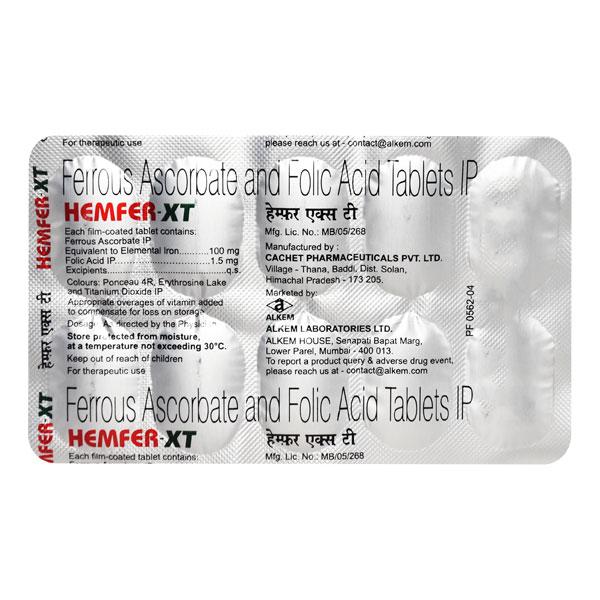 Hemfer XT Tablet 10'S - Price, Uses, Side Effects | Netmeds