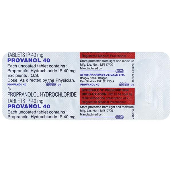 Provanol 40mg Tablet 10'S : Price, Uses, Side Effects | Netmeds
