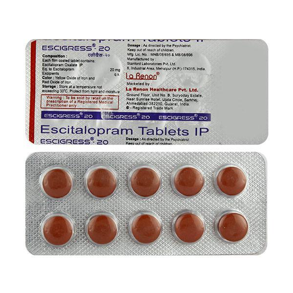 Escigress 20mg Tablet 10'S : Price, Uses, Side Effects | Netmeds