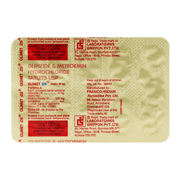 Glimet DS Tablet 10'S : Price, Uses, Side Effects | Netmeds