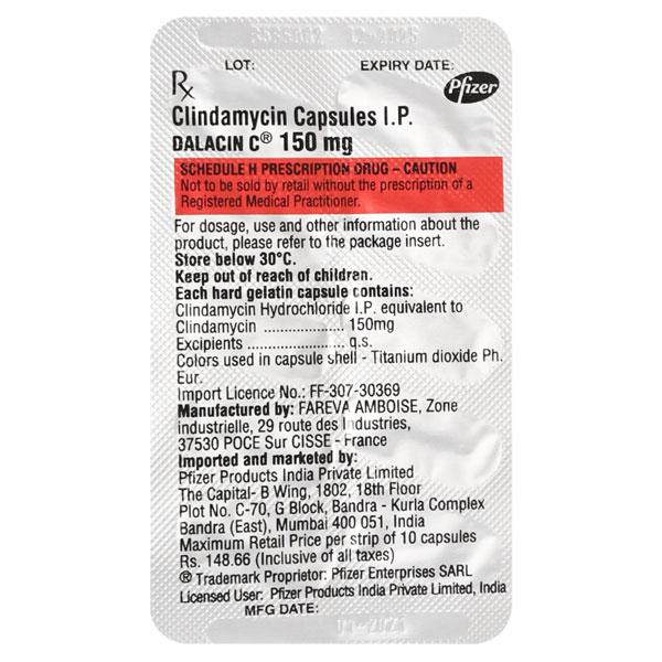 Buy Dalacin C 150mg Capsule 10'S Online at Upto 25% OFF | Netmeds