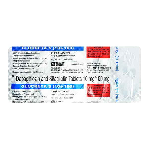 GLUCRETA S 10+100mg Tablet 10's Price, Uses, Side effects, Substitutes ...