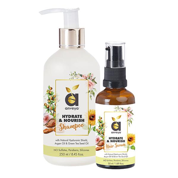 Buy Anveya Hydrate & Nourish Shampoo & Hair Serum Combo 300 ml Online ...