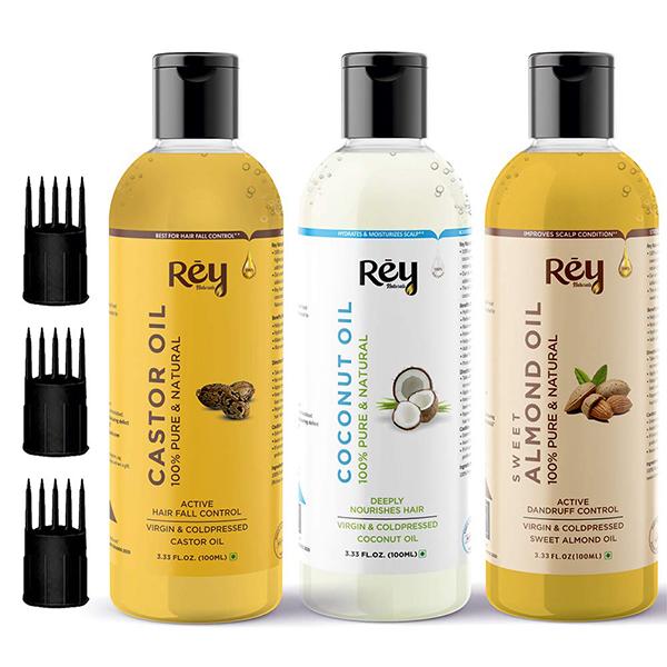 Buy Rey Naturals Castor Oil With Coconut and Sweet Almond Oil Combo ...