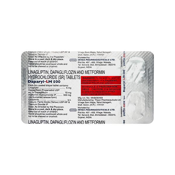 Buy DAPARYL LM 500units Tablet 10's Online | Netmeds