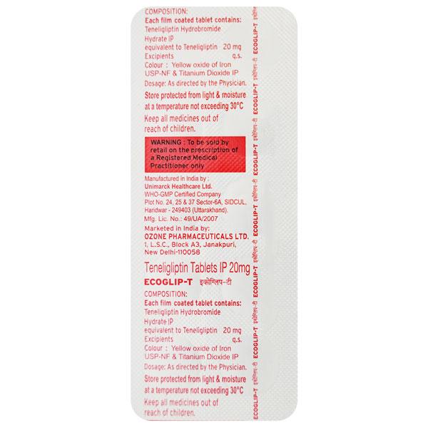 Ecoglip T 20mg Tablet 10'S : Price, Uses, Side Effects | Netmeds