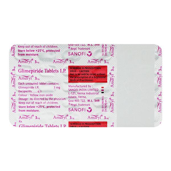 Amaryl 3mg Tablet 30'S : Price, Uses, Side Effects | Netmeds