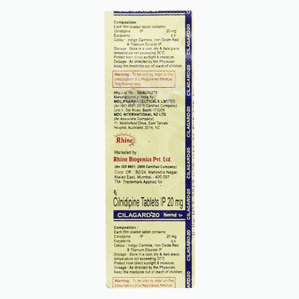 CILAGARD 20mg Tablet 10's : Price, Uses, Side Effects | Netmeds