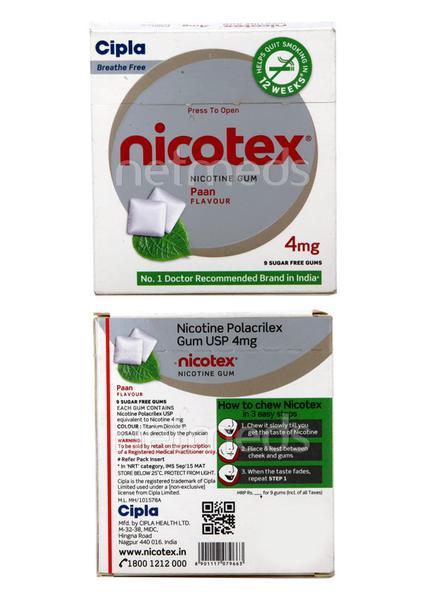 Nicotex Paan Flavour 4mg Chew Gum Tablet 9'S
