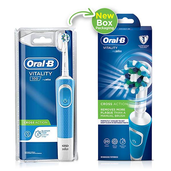 Buy Oral B Vitality Cross Action Rechargeable Toothbrush - Blue 1's ...