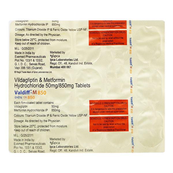 VALDIFF M 850 Tablet 15's : Price, Uses, Side Effects | Netmeds