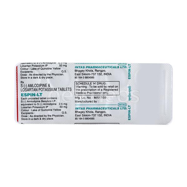 Espin LT Tablet 10'S : Price, Uses, Side Effects | Netmeds