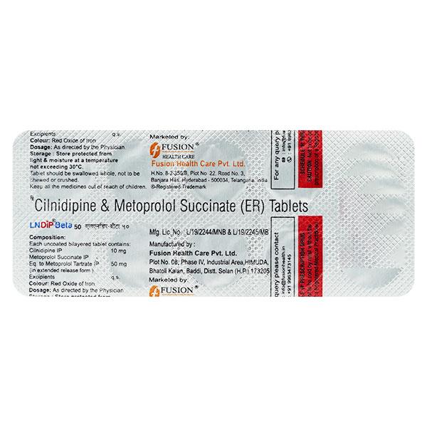 LNDIP BETA 50 Tablet 10's Price, Uses, Side effects, Substitutes | Netmeds