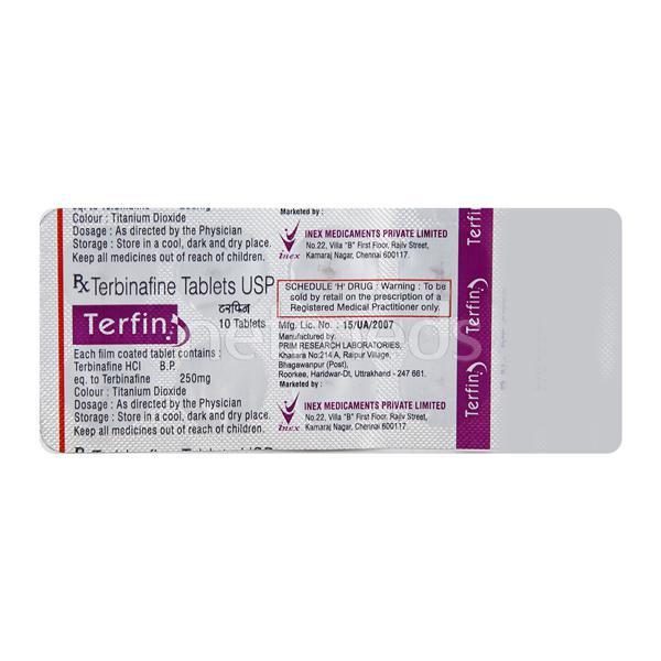 Buy Terfin 250mg Tablet 10'S Online at Upto 25% OFF | Netmeds