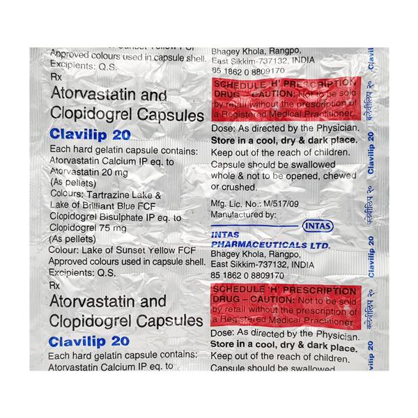 Clavilip 20mg Capsule 15'S : Uses, Side Effects, Price | Netmeds