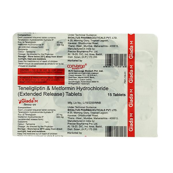 GIADA M Tablet 15's : Price, Uses, Side Effects | Netmeds