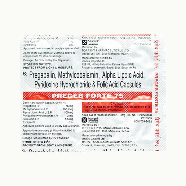Pregeb Forte 75mg Capsule 10'S - Buy Medicines online at Best Price ...